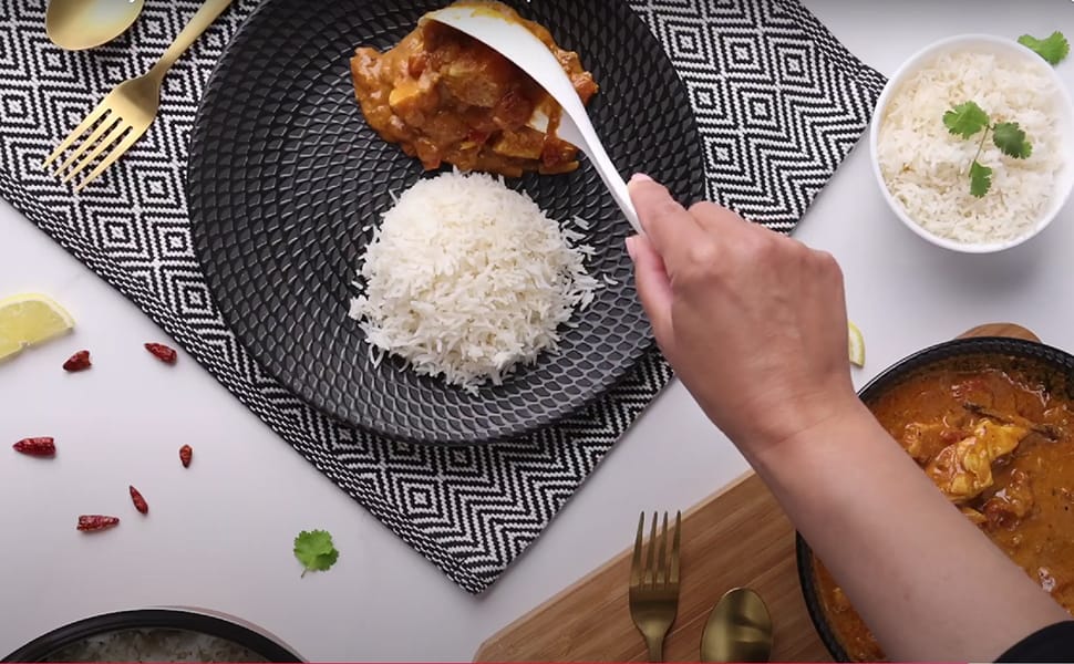 Goan fish curry with basmati rice - GreedyPanda Foodie Blog