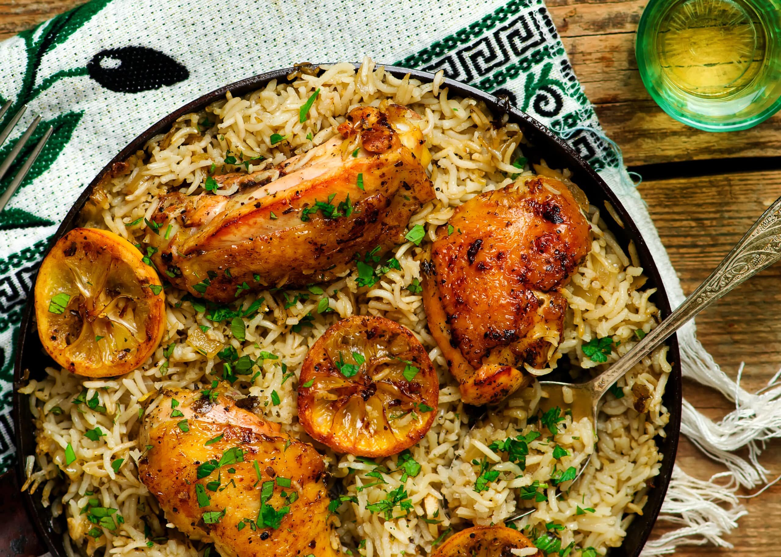 Greek chicken with lemon rice - GreedyPanda Foodie Blog